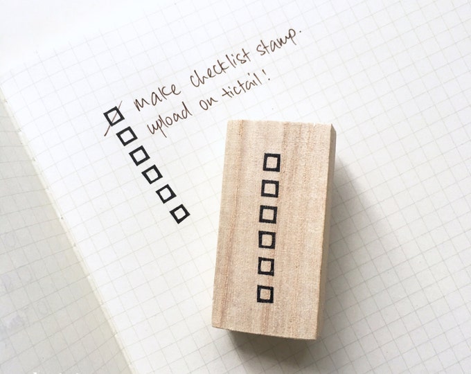 Handmade Checklist Stamp/ Vertical Checklist/ Squares/ Hand Carved ...