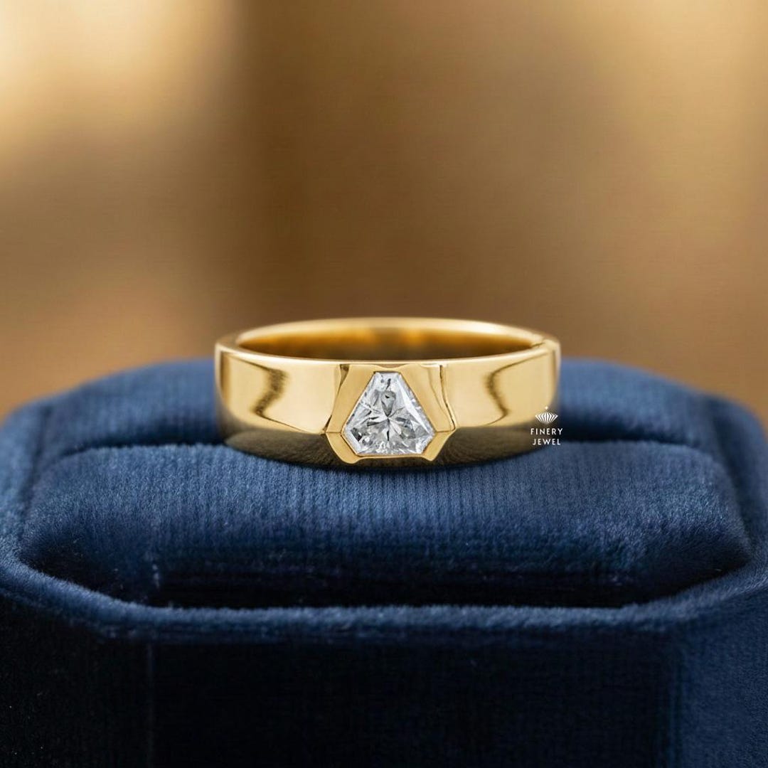 Antique Shield Cut Lab Grown Diamond Engagement Ring, Flush Setting ...