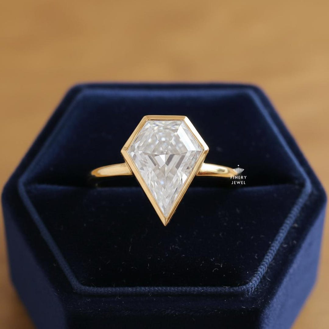 Antique Shield Cut Lab Grown Diamond Engagement Ring, Solitaire Wedding ...