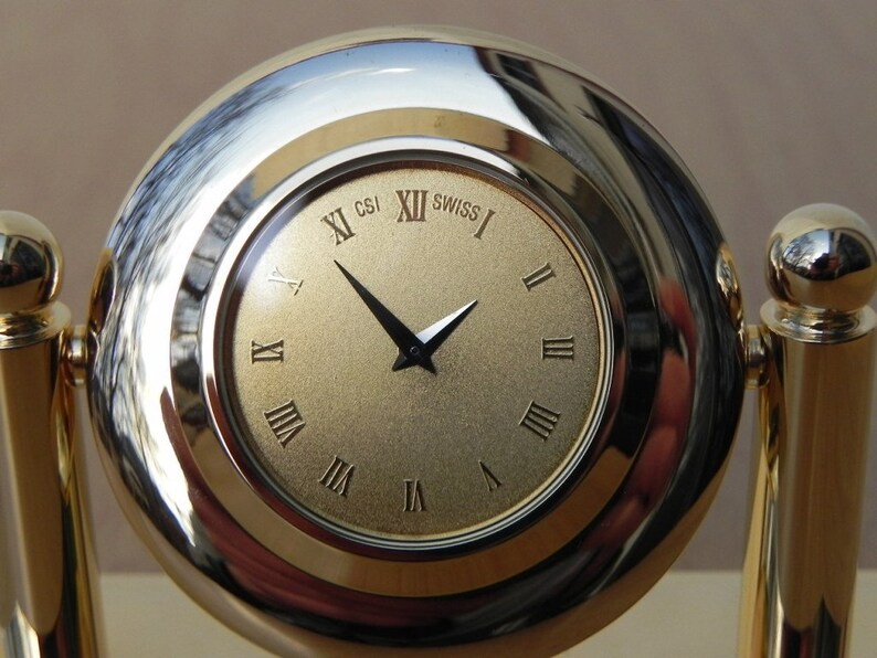 Small Solid Brass Quartz Desk Clock - Etsy