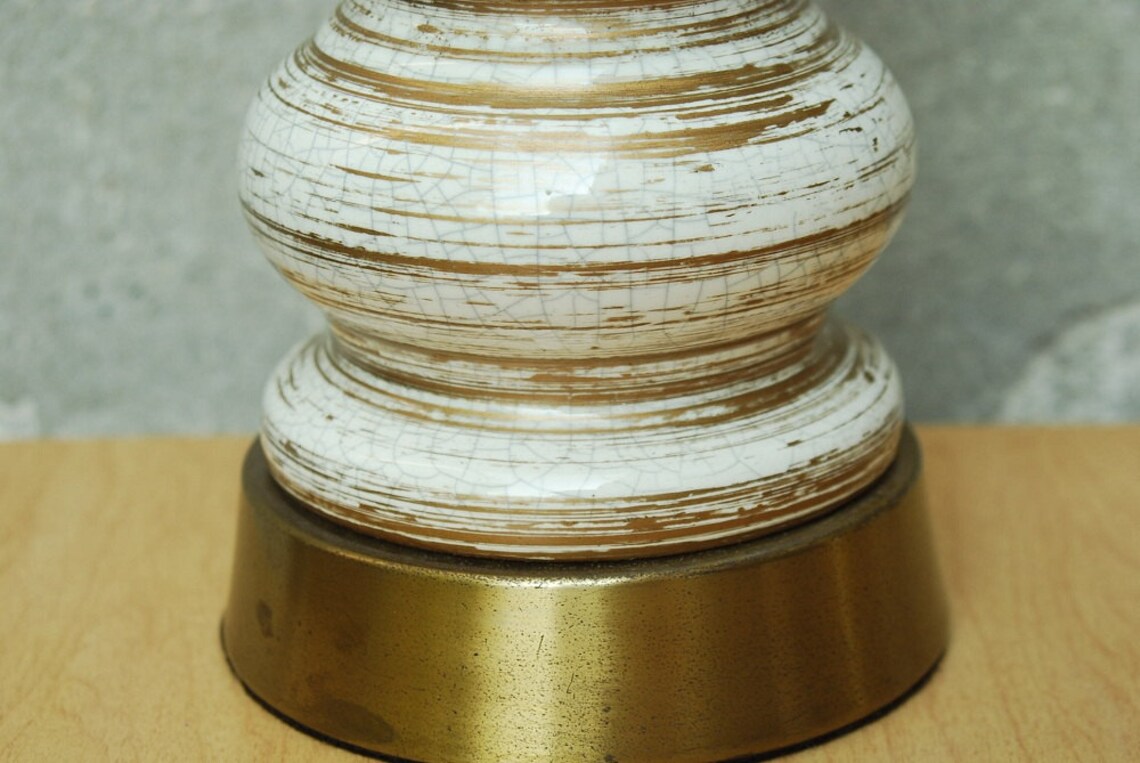 Cream Gold Ceramic Lamps With Fiberglass Shades - Etsy