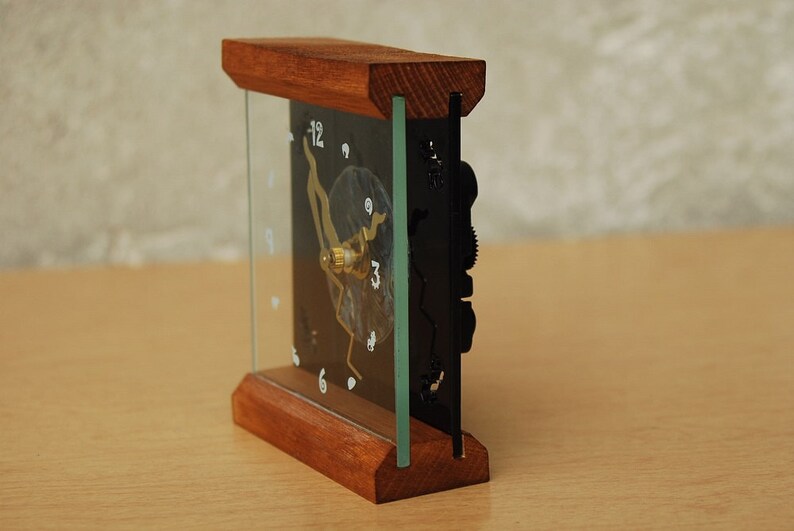 Memphis Design Desk Clock, Wood, Glass and Paua Shell Face - Etsy