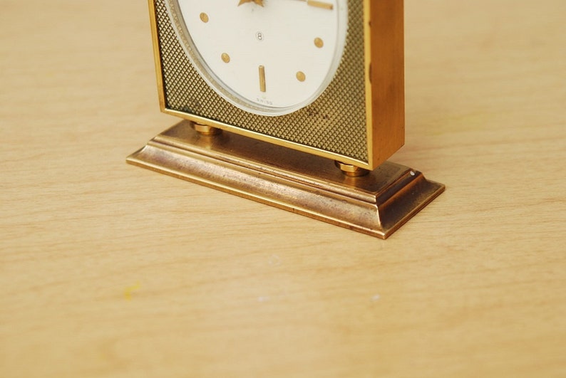Vintage Brass Desk Square Mignon Alarm Clock by Swiza - Etsy
