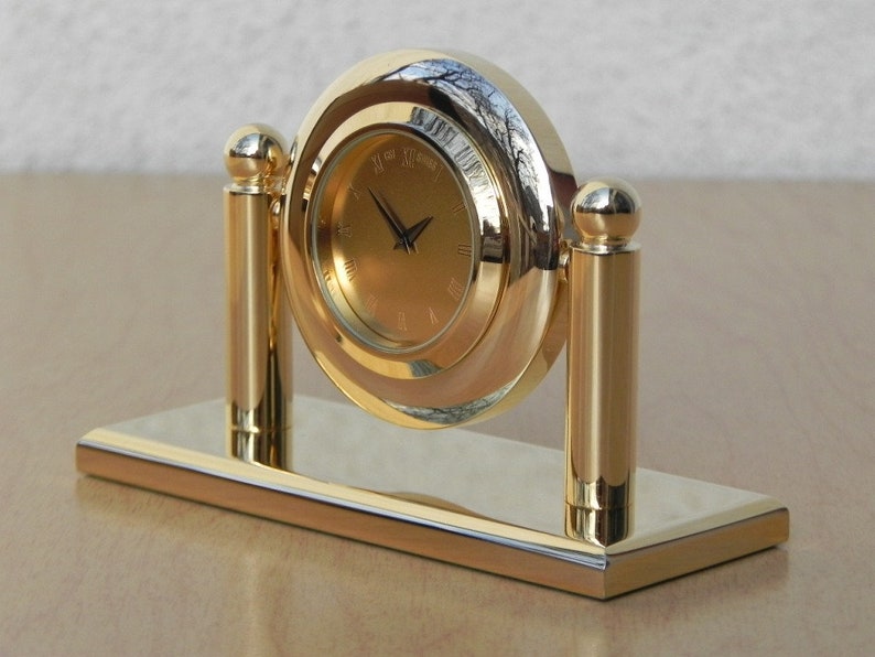 Small Solid Brass Quartz Desk Clock - Etsy