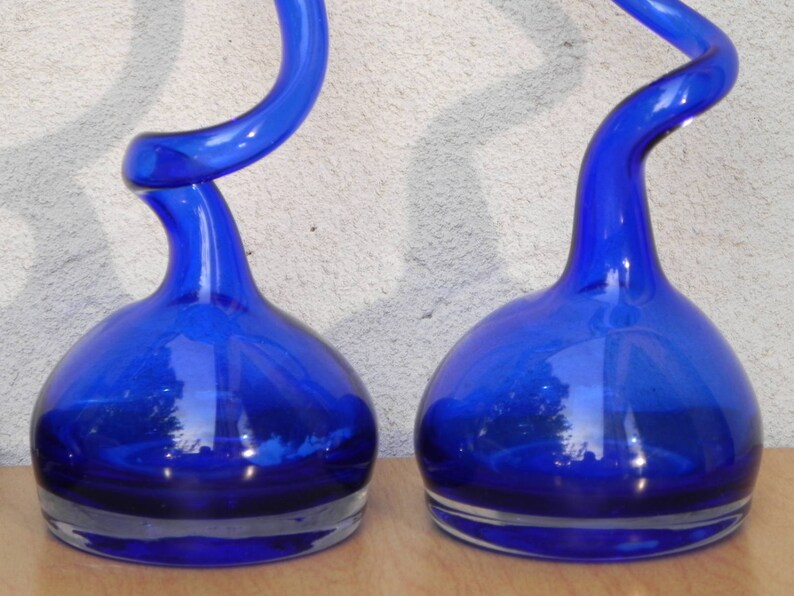 Cobalt Blue Makora Handblown Glass Twisted Neck Vase price is for 1 - Etsy