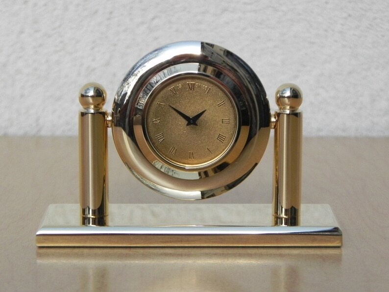 Small Solid Brass Quartz Desk Clock - Etsy