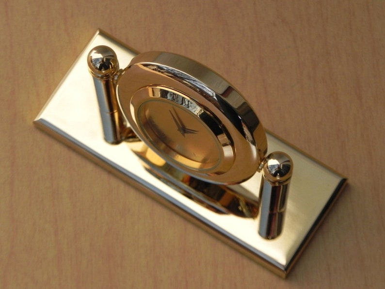 Small Solid Brass Quartz Desk Clock - Etsy