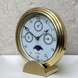 Hampton Round Brass Moon Phase Desk Clock - Etsy