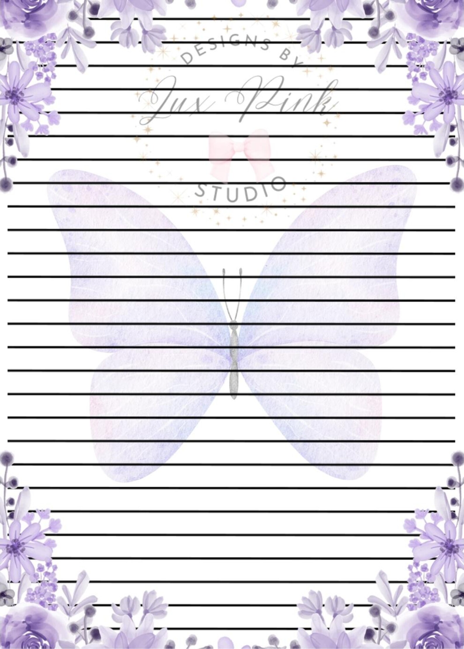 Purple Butterfly Letter Writing/card Stationery - Etsy