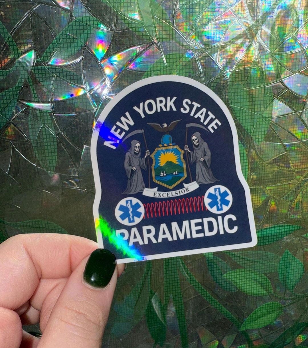NYS Paramedic Grim Reaper Emblem Holographic Sticker | EMT Paramedic ...