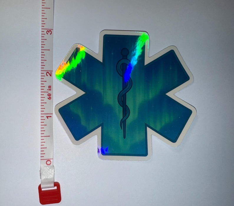 Orange Floral Star of Life Holographic Sticker | EMT Paramedic Nurse ...