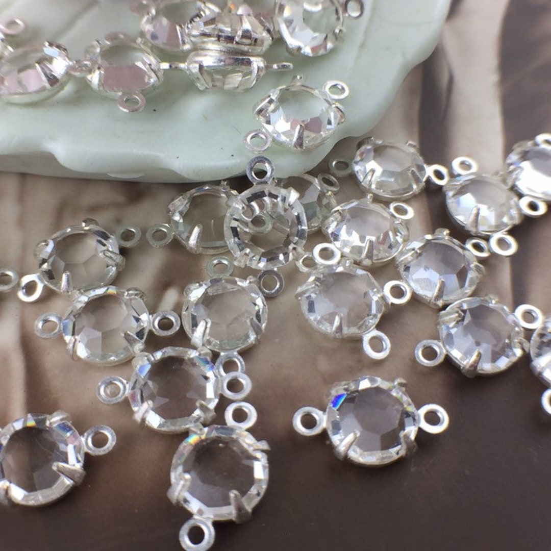 Preciosa Machine Cut Crystal Connectors / Links Set in Silver (12pcs or ...