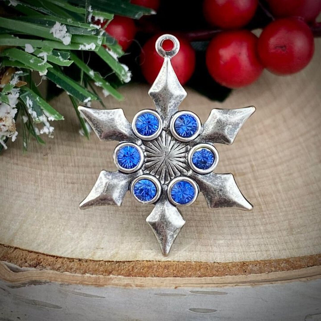 Sapphire Blue Rhinestone Snowflakes in Silver Tone - 30mm - 2 Pieces - Etsy