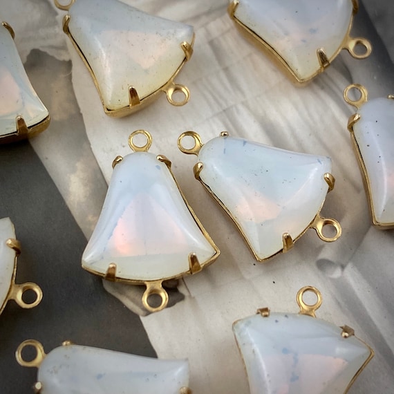 Vintage Milky White Opal Bell / Bow Connectors / Pendants | Etsy
