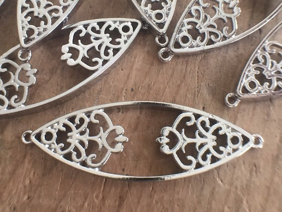 Large Silver Plated Cast Filigree Openwork Connector 1pc | Etsy