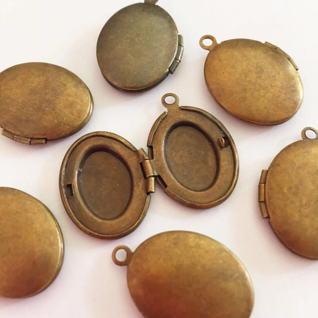 Vintage Antique Brass Plated Oval Locket - 25x18mm - 5 Pieces - Etsy