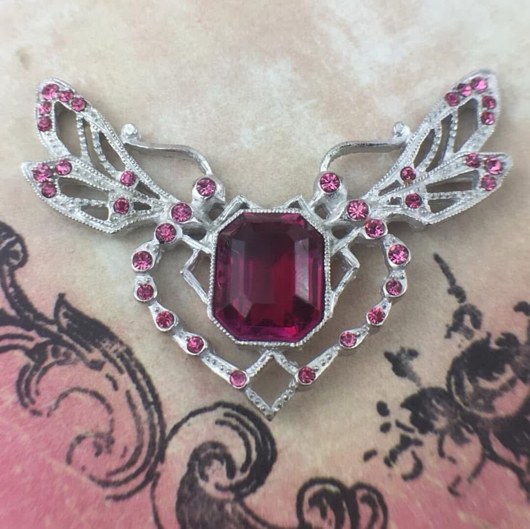 Rose and Fuchsia Art Nouveau Dragonfly Rhinestone Crystal Pendant ...