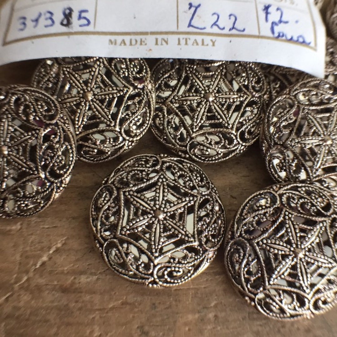 Vintage Italian Filigree Sparkly Detailed 22mm Button Cabochons (2pcs ...
