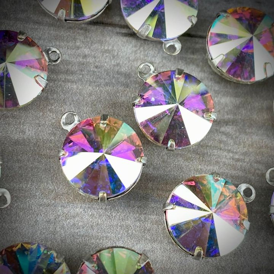 Vintage Pointed Crystal Drops in Silver Tone Rainbow-y Vitrail Under an ...