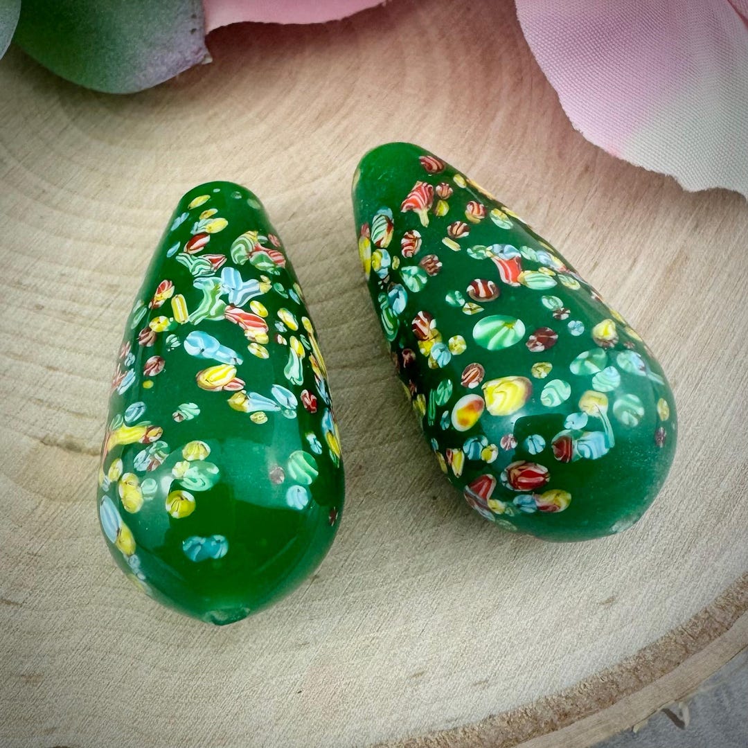 Vintage Giant Cherry Brand Occupied Japanese Lampwork Opaque Jade Green ...