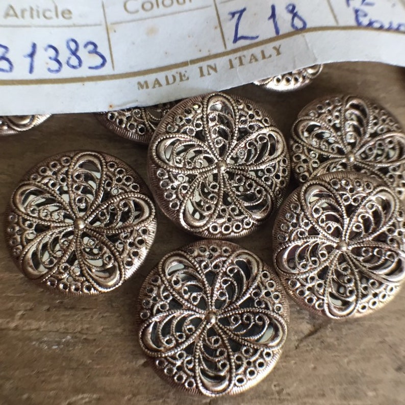 Vintage Italian Filigree Sparkly Loopy Flower 18mm Button | Etsy