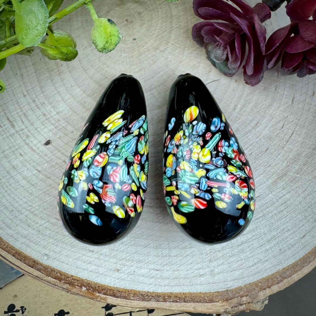 Vintage Giant Cherry Brand Occupied Japanese Lampwork Opaque Black ...