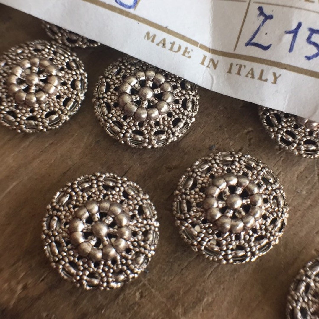 Vintage Italian Filigree Sparkly Floral 15mm Button Cabochons (2pcs) - Etsy