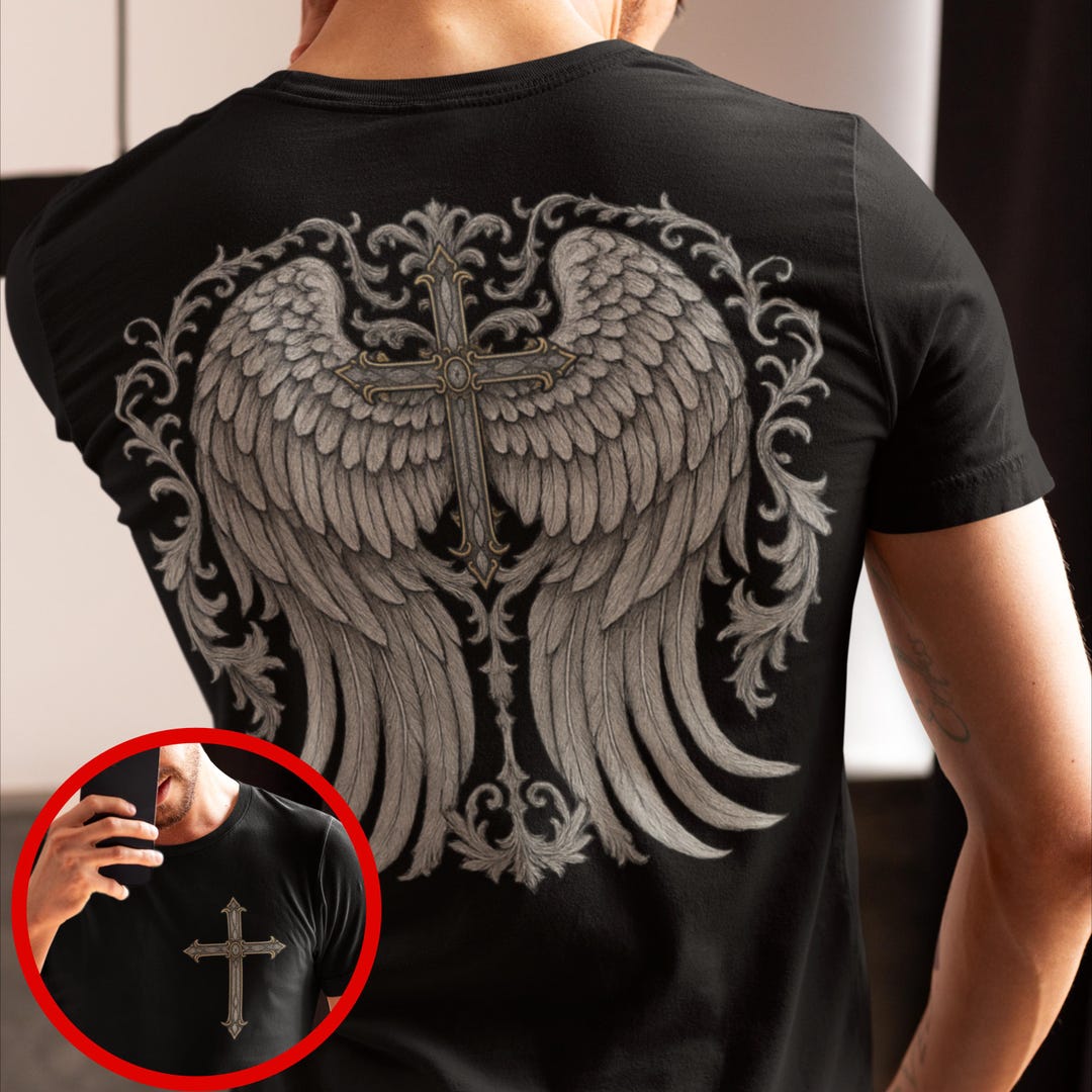Y2K Winged Cross Christian T-shirt: Afflicted Style Jesus Portrait - Etsy
