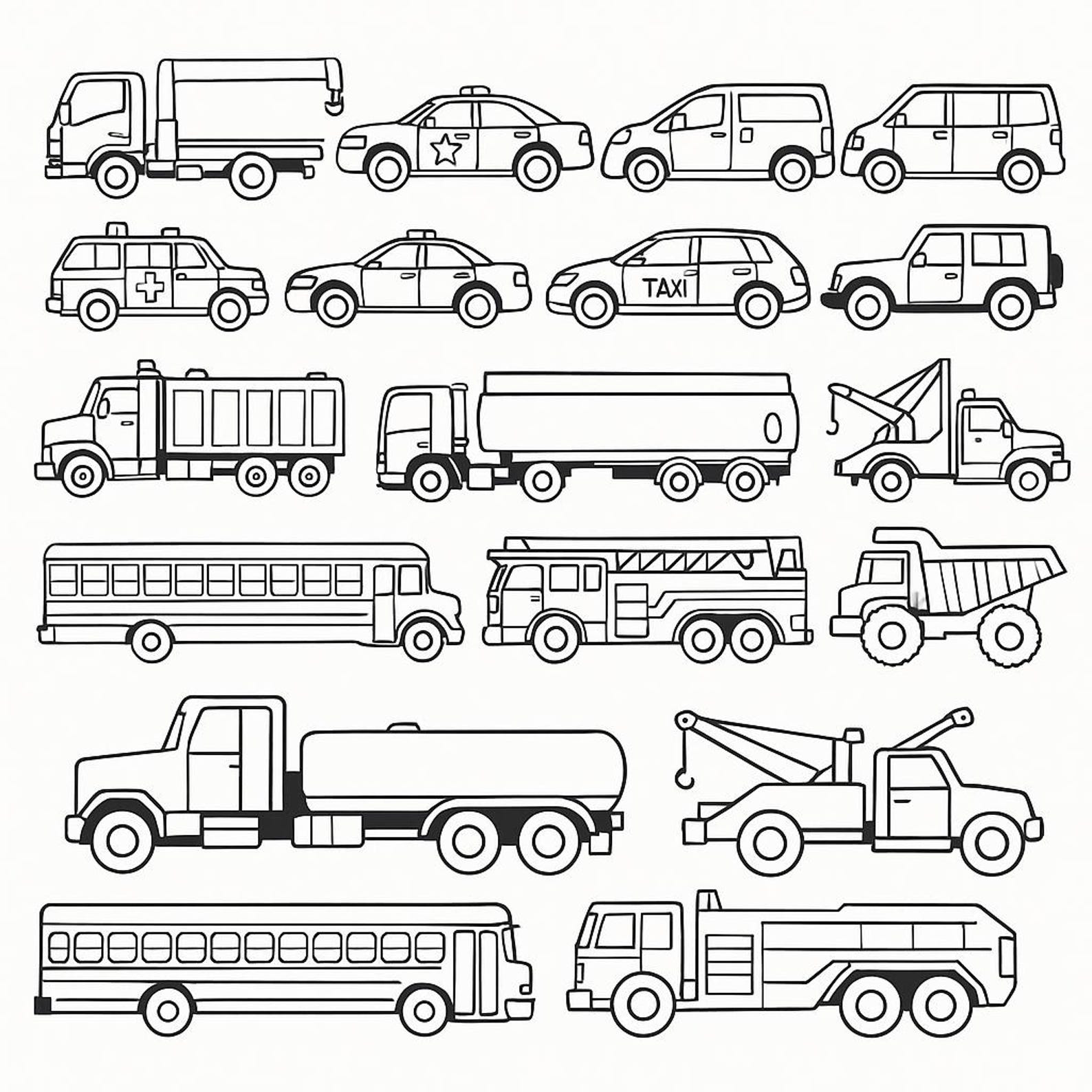 Emergency Vehicles Coloring Book for Kids – 13 Fun Pages Featuring ...