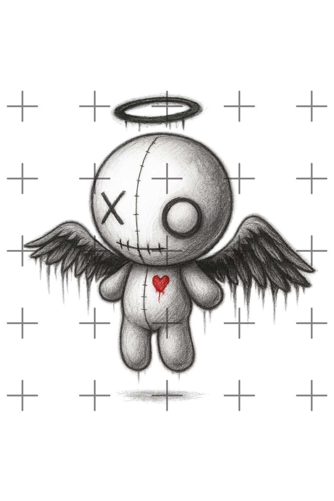 Emo Angel Doll PNG – Sadcore Plush Clipart With Wings & Halo ...