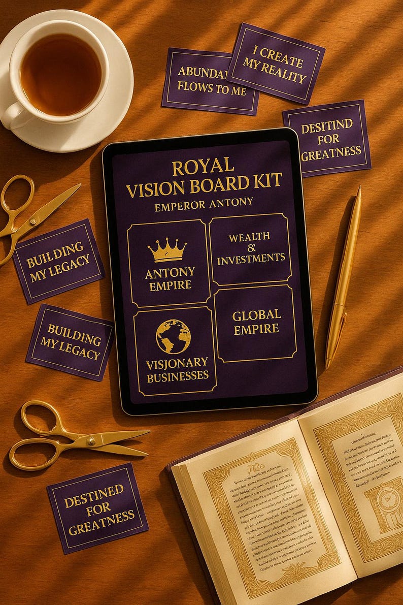 Royal Vision Board Kit | Digital Printable Manifestation Set | Law of ...
