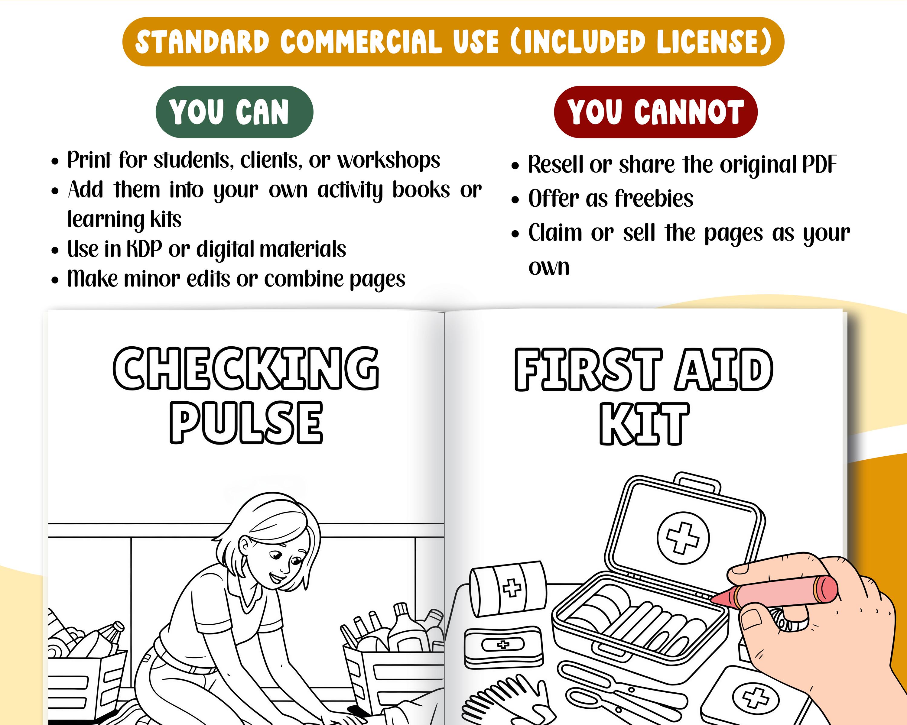 Basic First Aid Coloring Pages | Commercial Use | 25-page PDF Safety ...