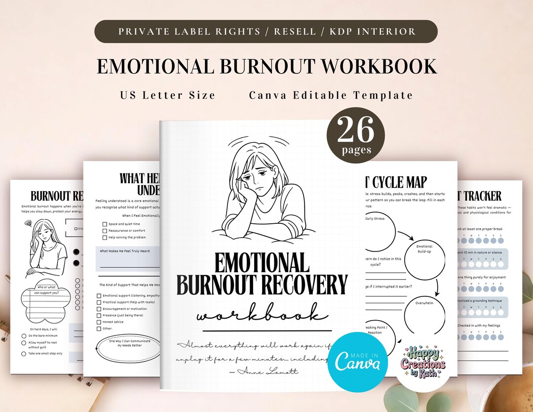 PLR Emotional Burnout Recovery Workbook for Commercial Use, Printable ...