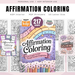 Affirmation Coloring Bundle | Printable for KDP Interior and Personal ...