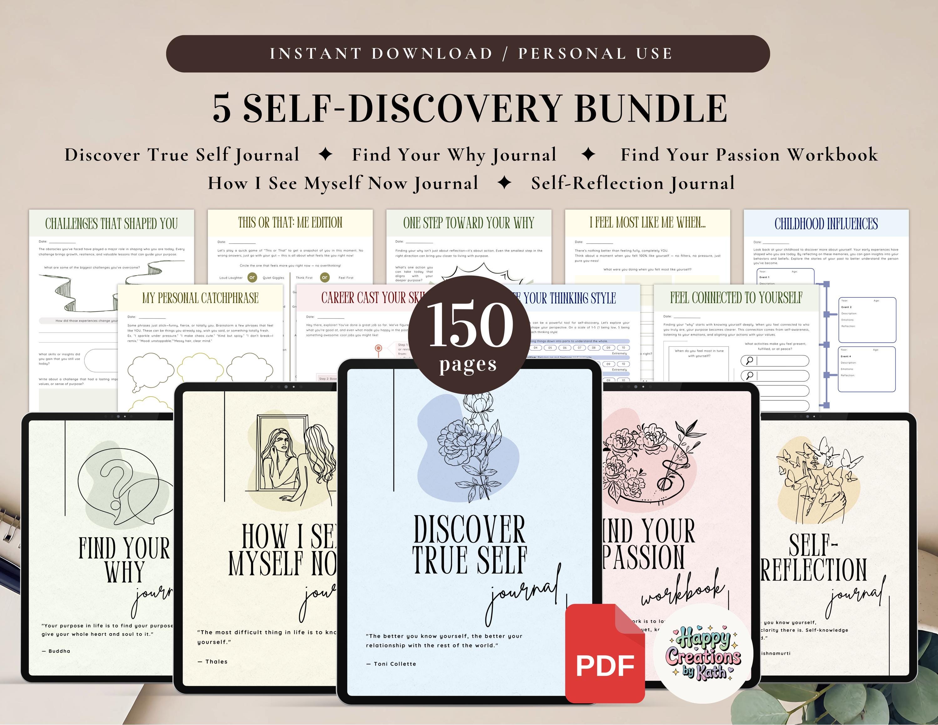 5 Self-discovery Journal Bundle for Personal Use | PDF Printable and ...