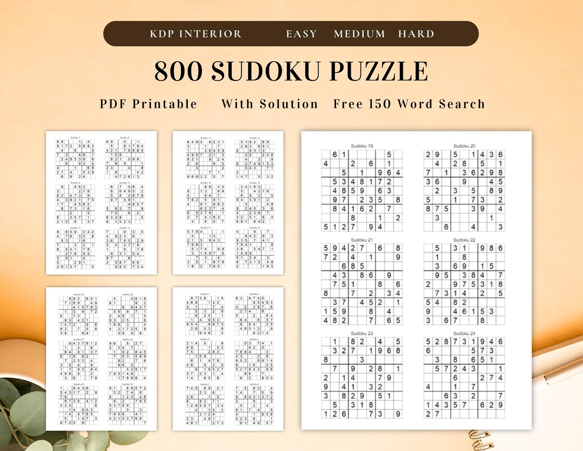 800+ Sudoku Puzzle Printable – KDP Interior Activity Book | Easy ...