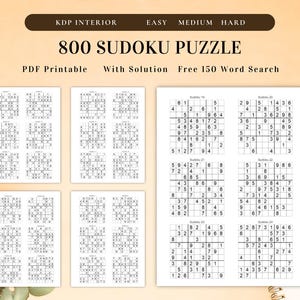 800+ Sudoku Puzzle Printable – KDP Interior Activity Book | Easy ...