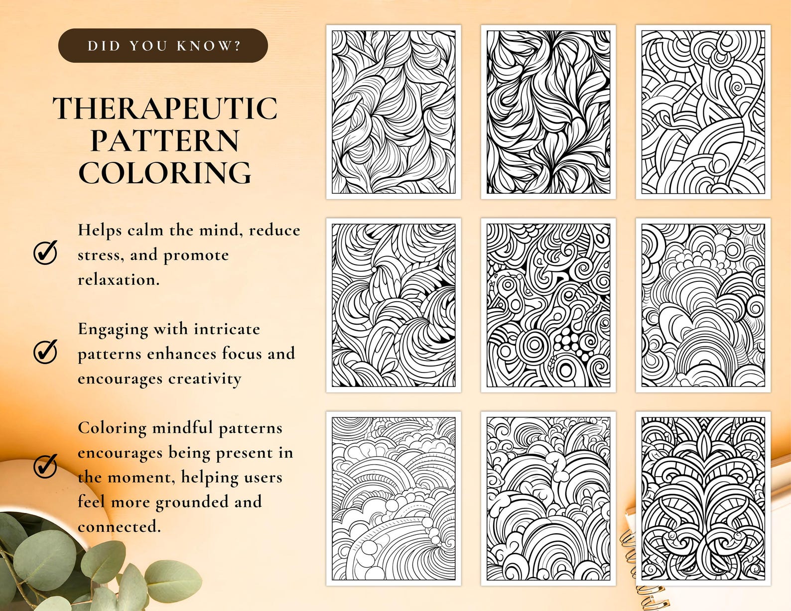 Therapeutic Pattern Coloring Book Bundle | Printable for KDP Interior ...