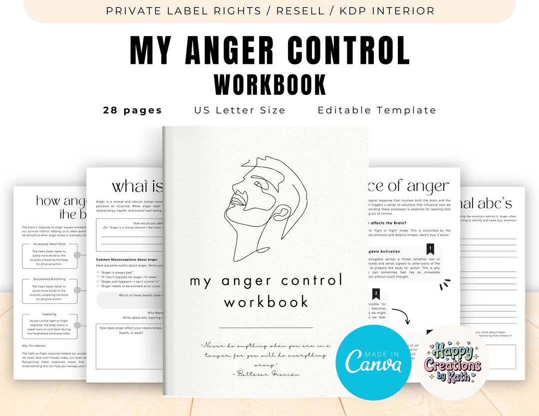 PLR / Resell My Anger Control Workbook for Commercial Use, Printable ...