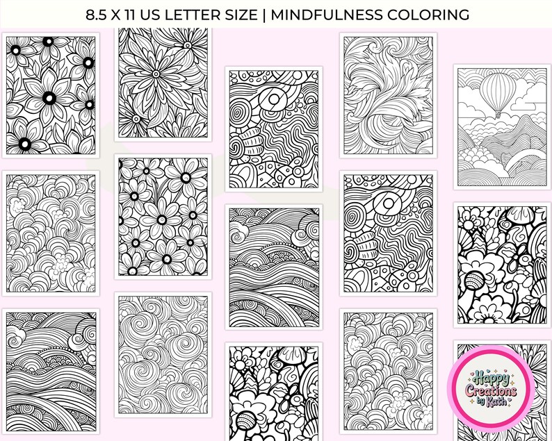 Mindful Pattern Coloring Book Bundle Printable for KDP Interior Stress ...
