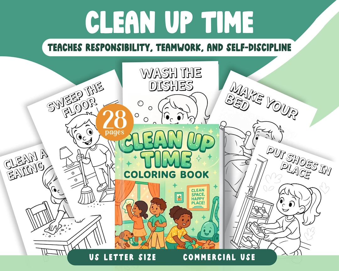 Coloriages de l'heure du nettoyage | Utilisation commerciale | PDF de ...