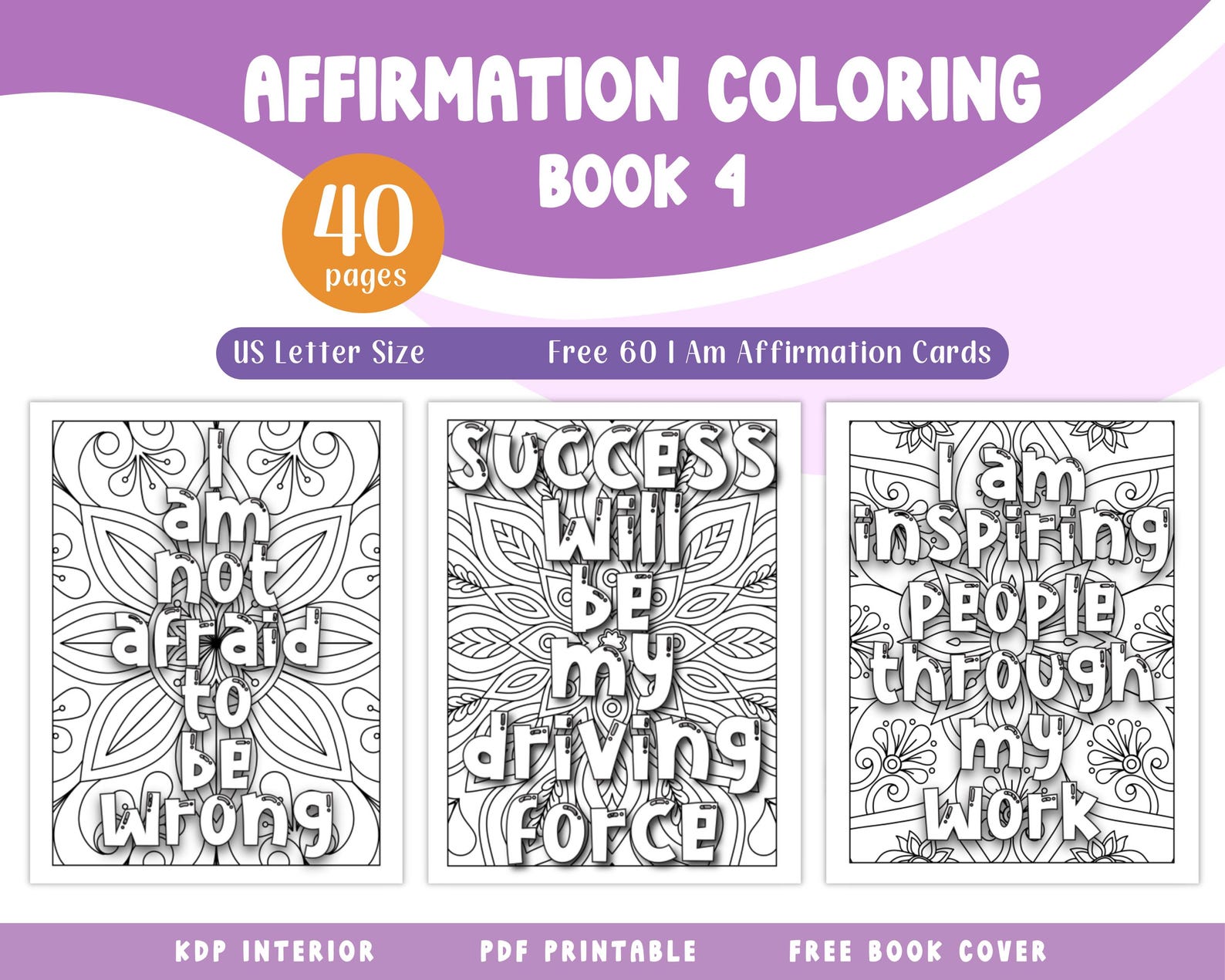 Affirmation Coloring Bundle | Printable for KDP Interior and Personal ...