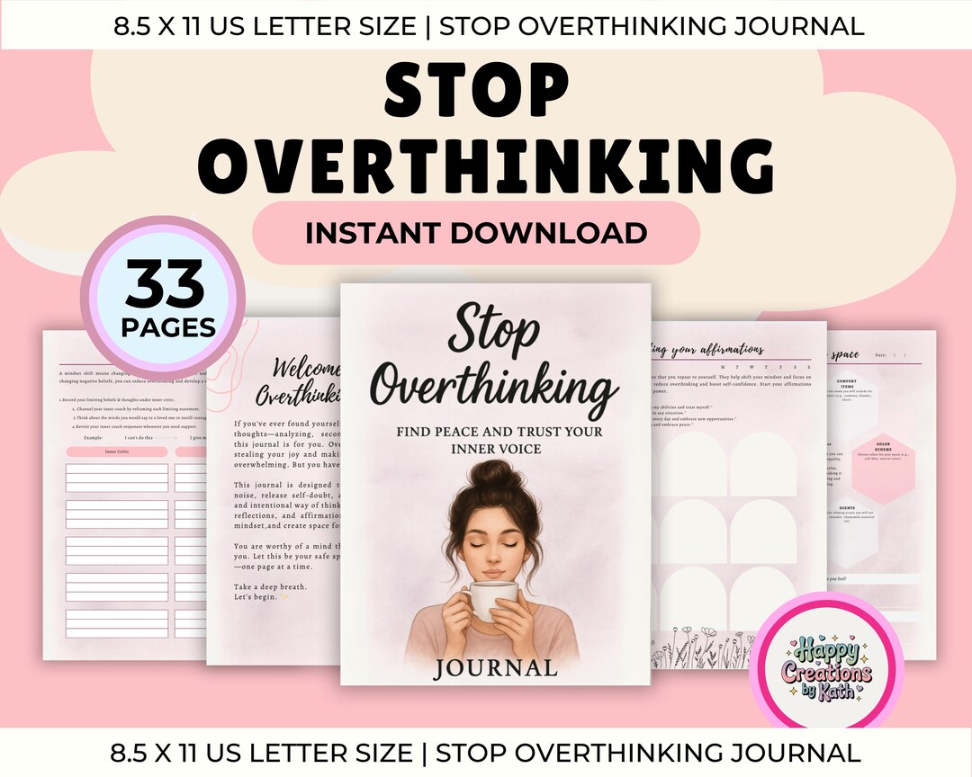 Stop Overthinking Workbook, Personal Development, Self-help Workbook ...
