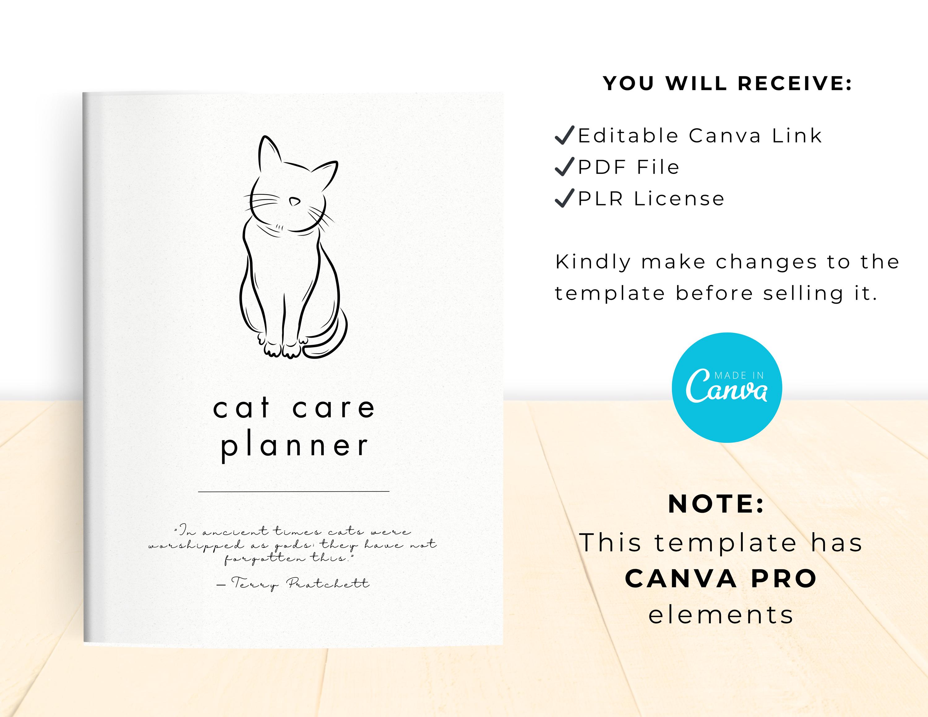 PLR / Resell Cat Care Planner for Commercial Use, Printable and ...