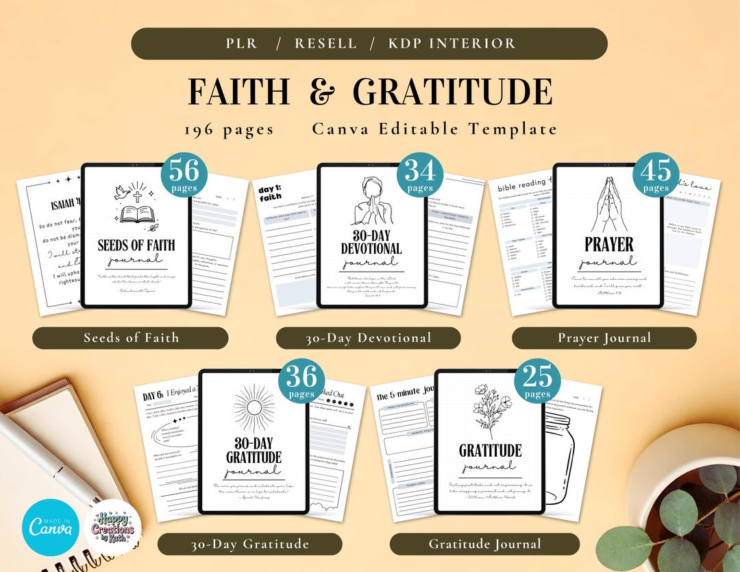 PLR Faith and Gratitude Bundle | Canva Editable Templates | PDF ...