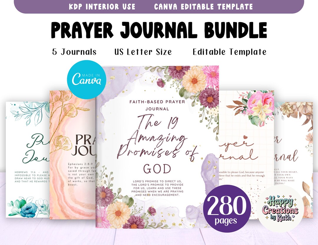 Prayer Journal Bundle for KDP Interior Editable Template in Canva and ...