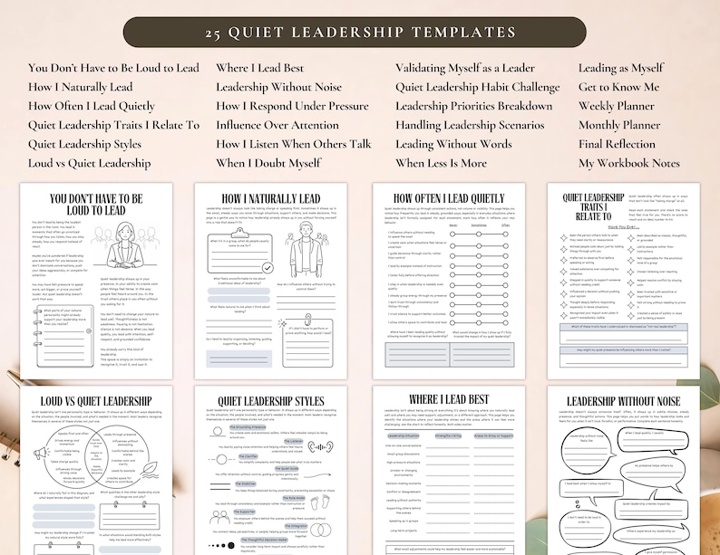 PLR Quiet Leadership Workbook for Commercial Use, Printable and ...
