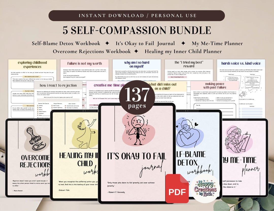 5 Self-compassion Bundle for Personal Use | PDF Printable and Digital ...