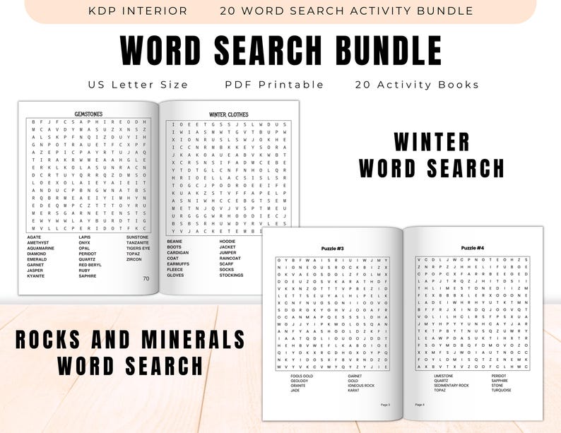 Word Search 2000+ Pages Bundle Printable Puzzle Game With Solution for ...