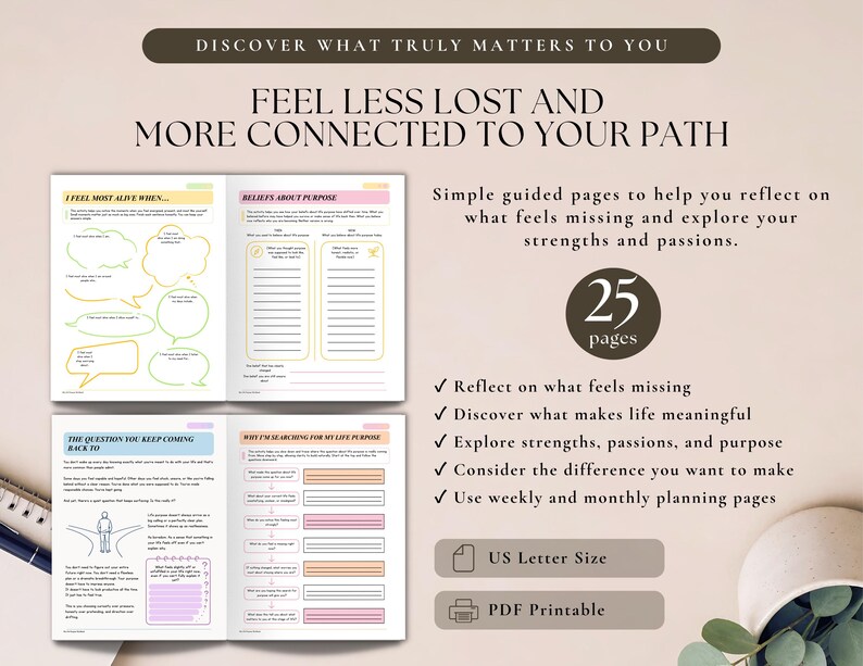 My Life Purpose Workbook PDF | Find Your Purpose Planner, Self ...